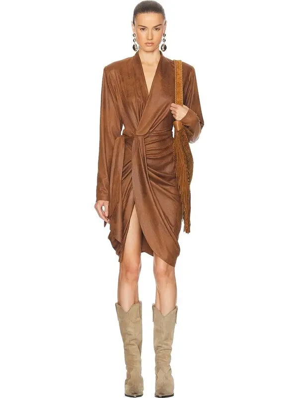 Isabel Marant Aleora Wrap-tie Dress - Cognac