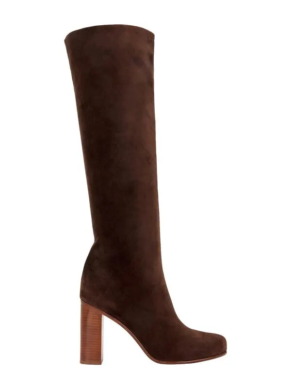 Khaite Willow Suede Knee High 90 Boots - Dark Brown