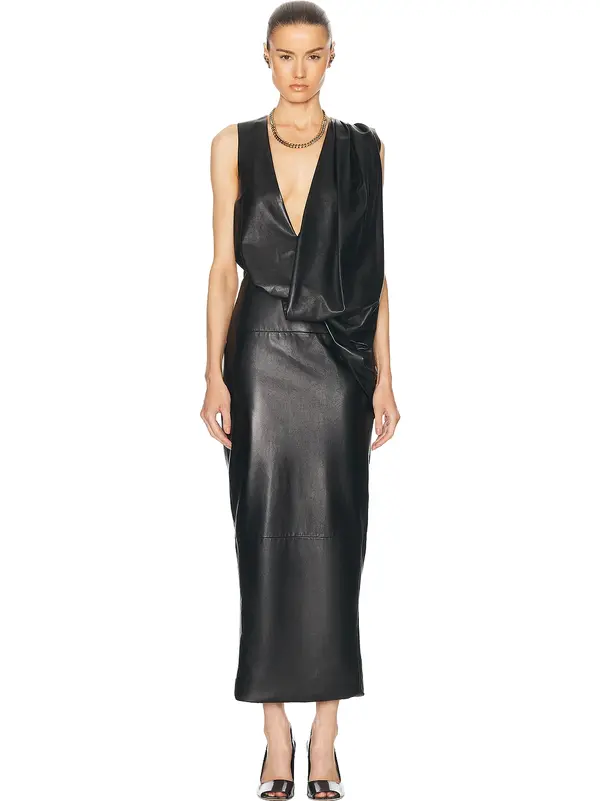 Khaite Reed Leather Dress - Black