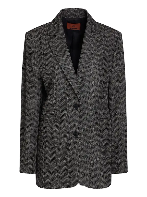 Missoni Crochet-knit Cotton Blazer - Anthracite