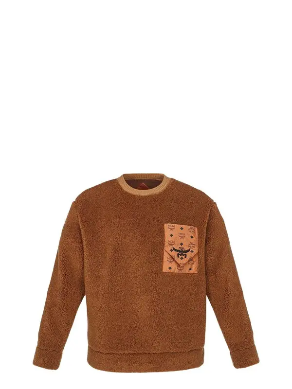Mcm Monogram Pocket Fleece Sweatshirt - Cognac