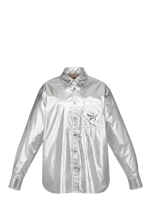 Mcm Oversized Metallic Shirt - Silver