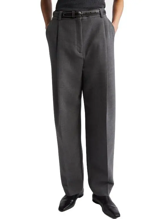 TOTEME Pleated Straight-leg Trousers - Grey Melange
