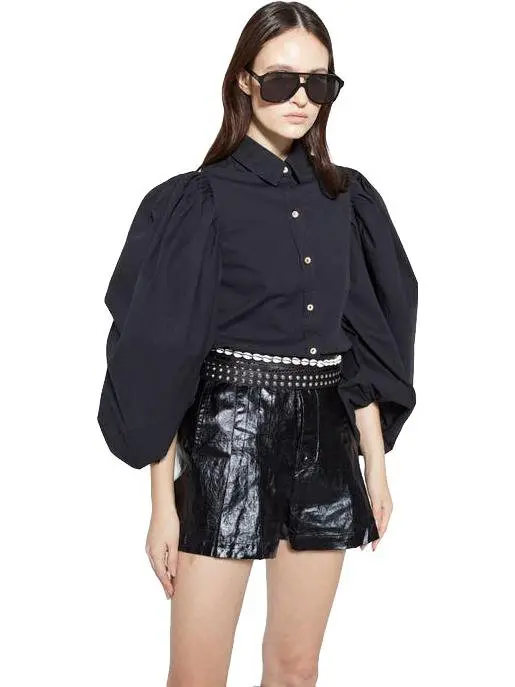 Lanhtropy Metallic Linen High-waisted Shorts - Metallic Black