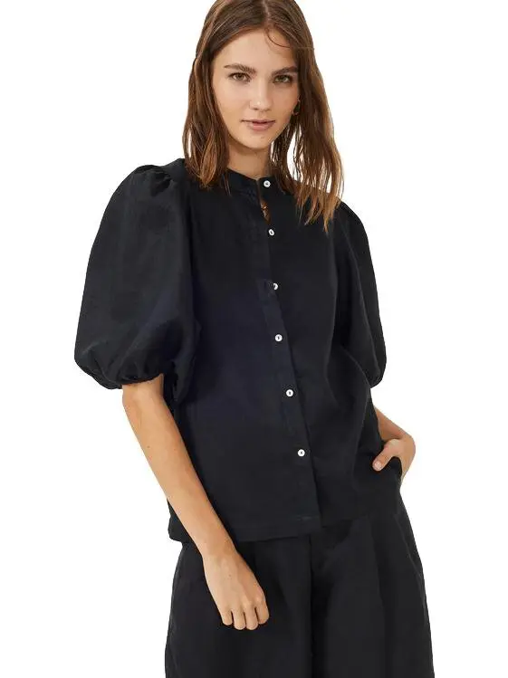 Lanhtropy Bubble Linen Shirt - Black