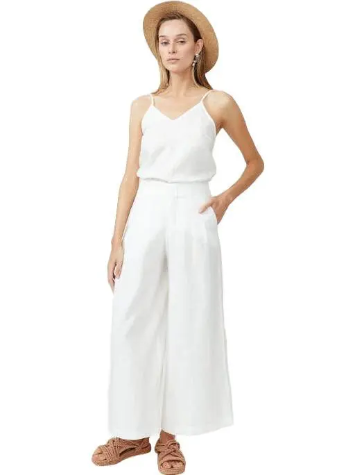Lanhtropy High-waisted Culotte Linen Pants - Off White