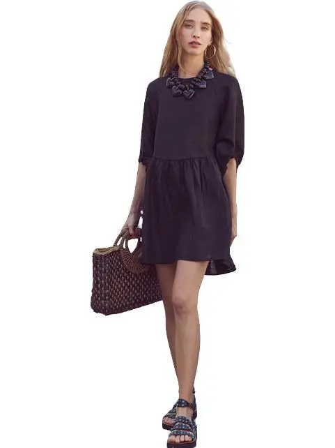 Lanhtropy Alcala Linen Mini Dress - Black