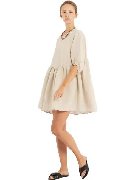 Lanhtropy Alcala Linen Mini Dress - Natural