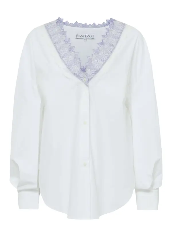 JW Anderson V-neck Lace-trim Shirt - White