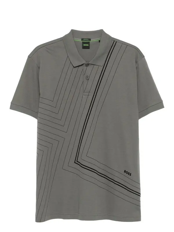 BOSS Stripe-print Polo Shirt - 056 Green