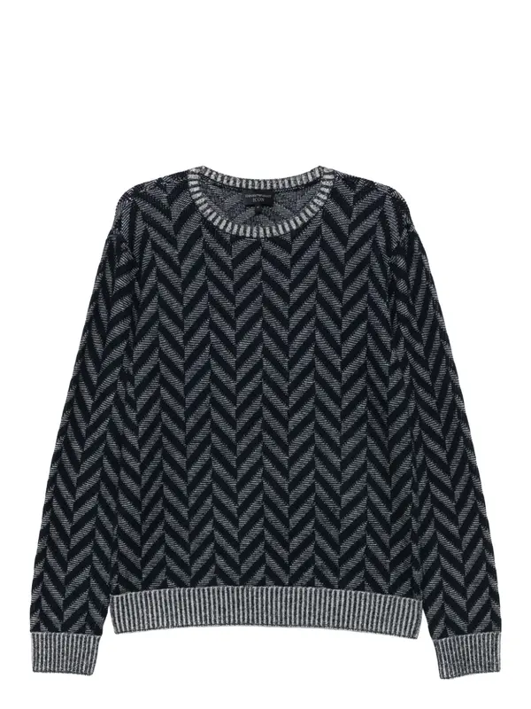 Emporio Armani Herringbone Pattern Sweater - Blue