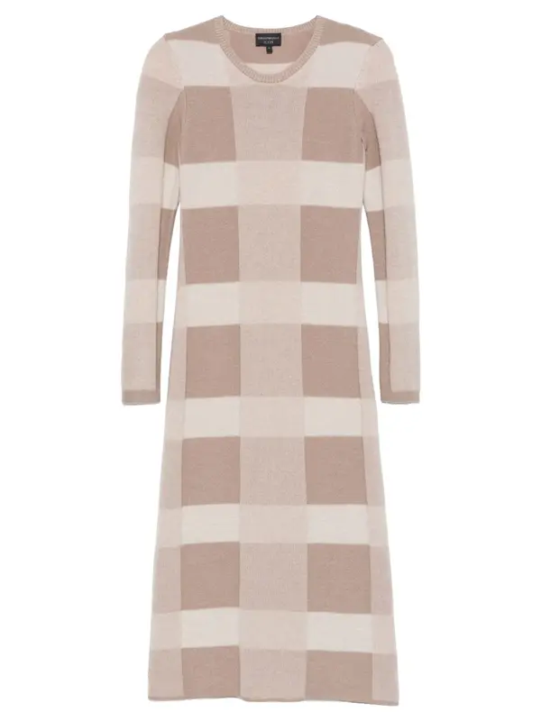 Emporio Armani Checked Midi Dress - Neutrals