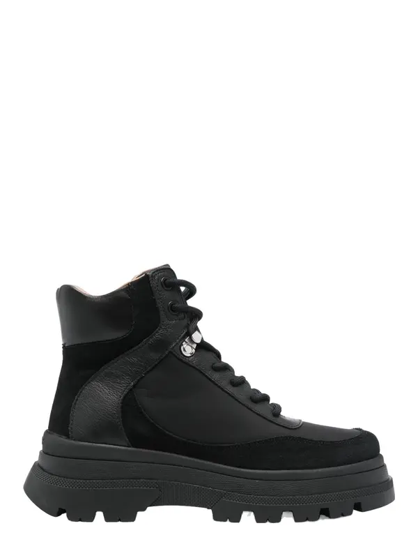 BOSS Lace-up Leather Ankle Boots - Black
