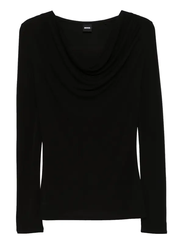 BOSS Cowl-neck Crepe Top - Black