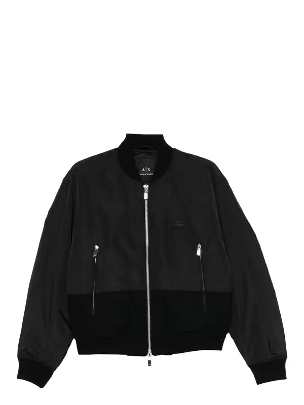 Armani Exchange Logo-patch Bomber Jacket - Black