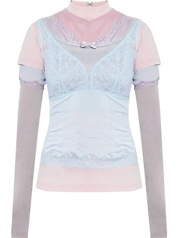 Balenciaga Layered Lace Top - Blue