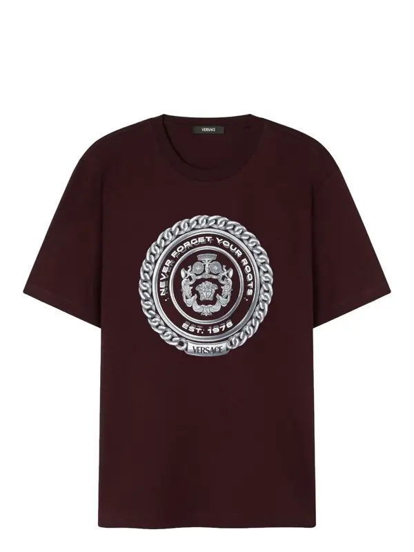 Versace Chain Crest T-shirt - Brown