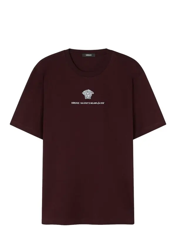 Versace Medusa Milano Embroidered T-shirt - Brown