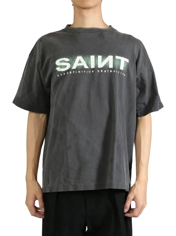 SAINT MXXXXXX Logo-print Cotton T-shirt - Grey