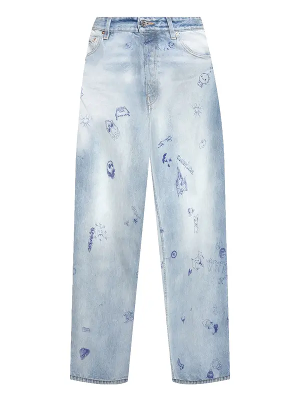 Vetements Printed Wide-leg Jeans - Blue