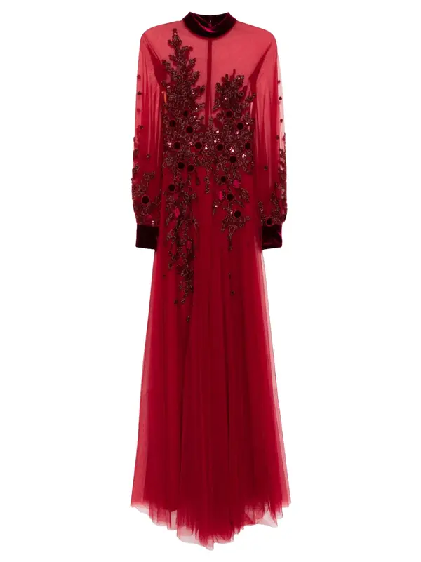 SAIID KOBEISY Bead-embellished Gown - Red