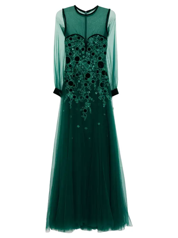 SAIID KOBEISY Bead-embellished Gown - Green