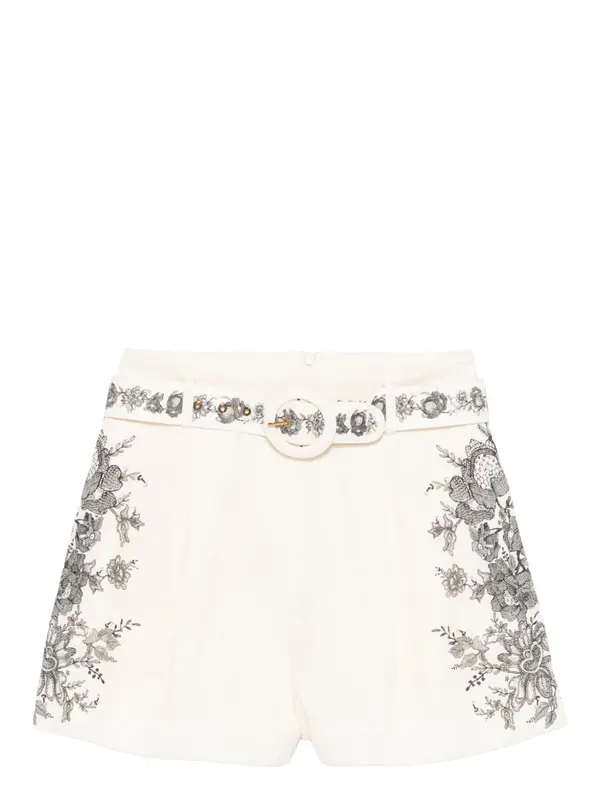 Zimmermann Belted Printed Shorts - Neutrals