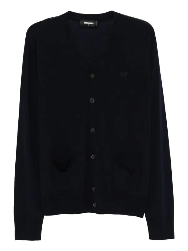Dsquared2 Logo-embroidered Cardigan - Blue