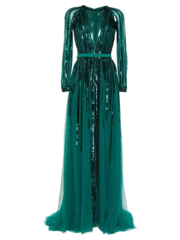SAIID KOBEISY Sequin-embellished Dress - Green