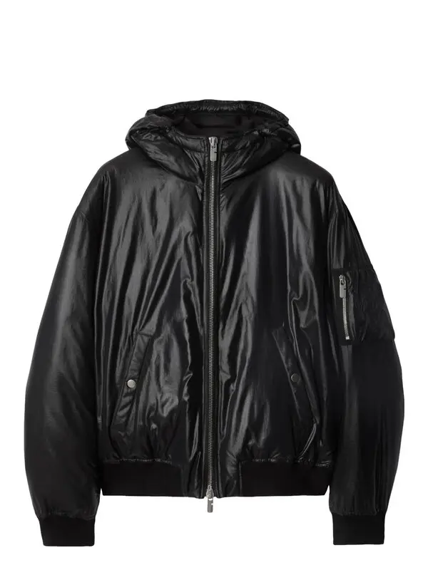 Burberry Hooded Goose Down Bomber Jacket - Black
