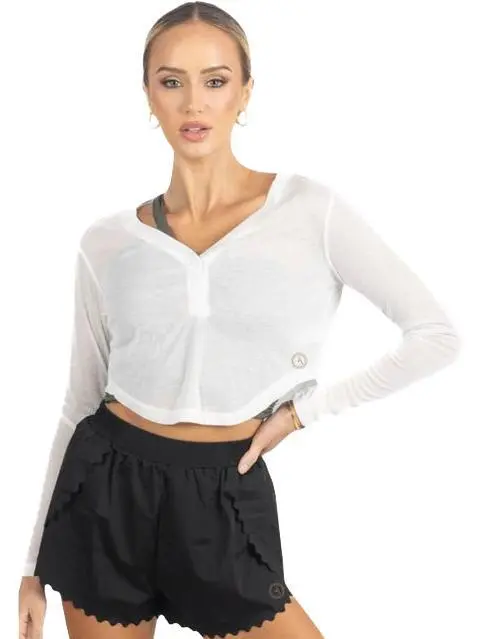 AKALIA Ashley Long Sleeve Top - White