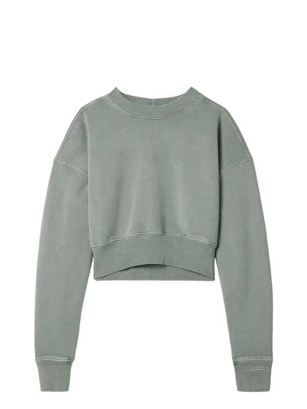 SLVRLAKE Cropped Cotton-jersey Sweatshirt - Green