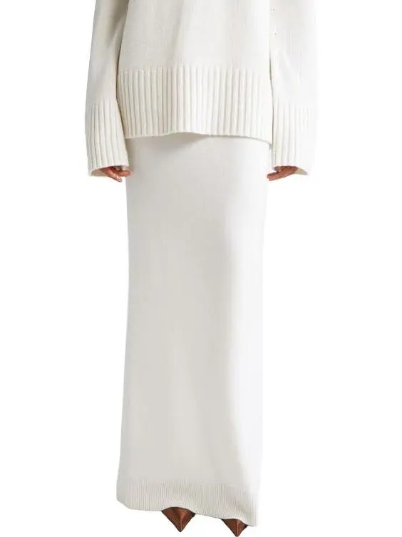 Michael Kors Cashmere Blend Maxi Sweater Skirt - Optic White