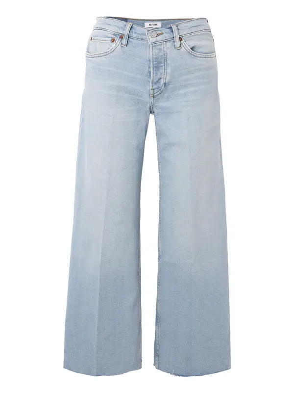 RE/DONE Frayed Wide-leg Jeans - Blue
