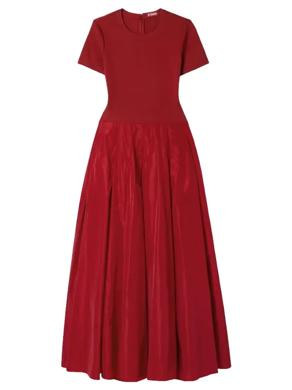 Staud Hopper Pleated Maxi Dress - Red