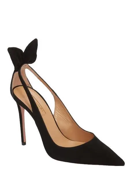 AQUAZZURA Bow Tie Pointed Toe Pump - Black