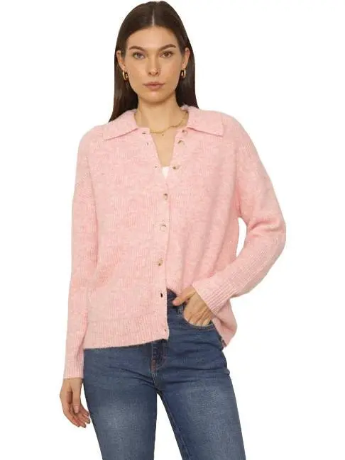 Central Park West Millie Oversized Sweater Polo - Pink Pink