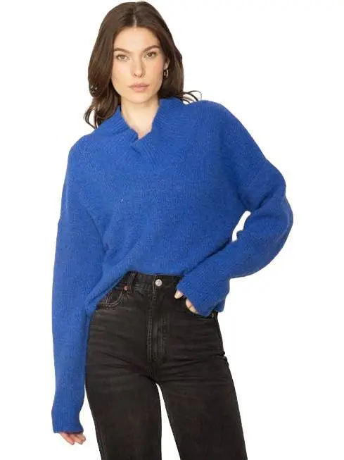 Central Park West Hugo Cabled Turtleneck Sweater - Cobalt