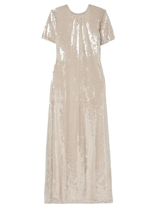 Staud Safi Sequined Tulle Maxi Dress - Neutrals