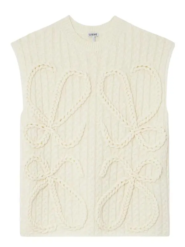 Loewe Anagram Cable-knit Wool Vest - Ivory