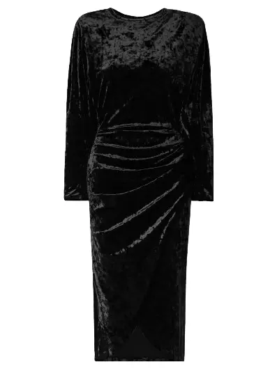 MARANT ETOILE Hadley Velvet Midi Dress - Black