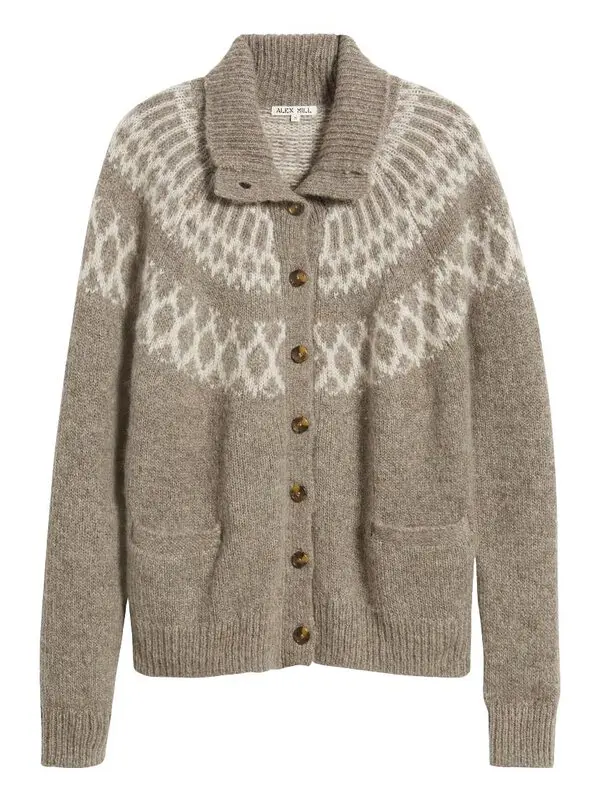 ALEX MILL Louie Fair Isle Cardigan - Taupe