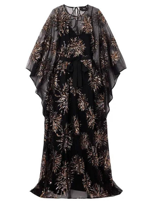 TALLER MARMO Gran Soleil Sequin-embellished Tulle Kaftan - Black