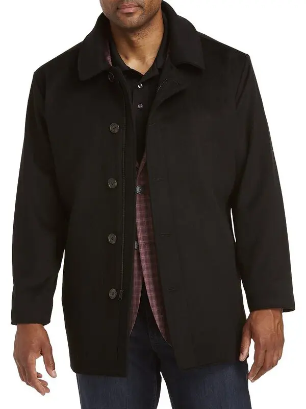 OAK HILL Big & Tall Wool-blend Overcoat - Black