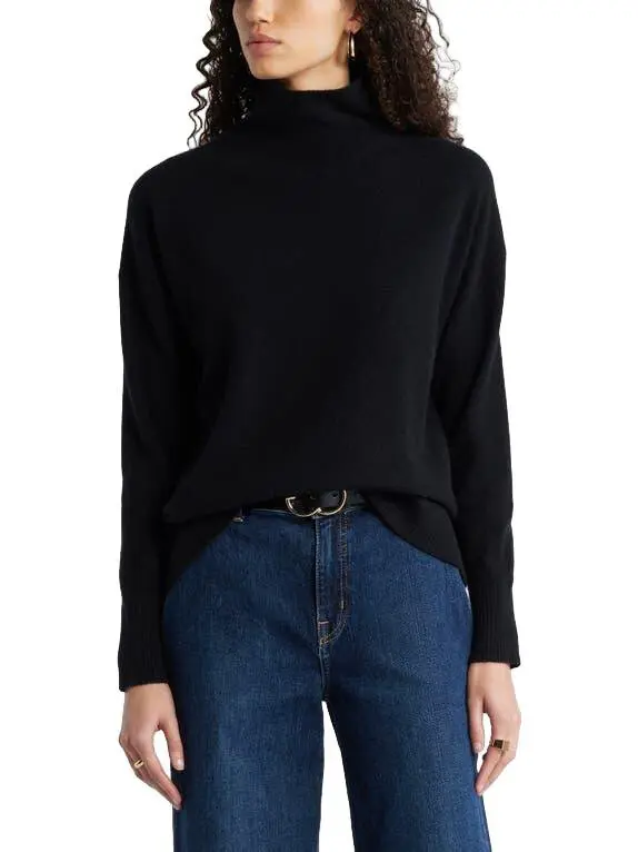 Nordstrom Oversize Cashmere Turtleneck Sweater - Black Rock