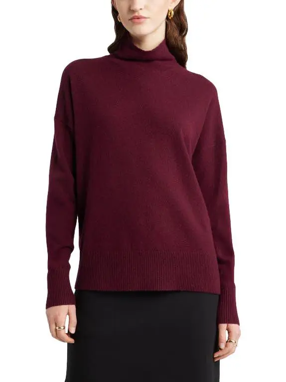 Nordstrom Oversize Cashmere Turtleneck Sweater - Burgundy Field