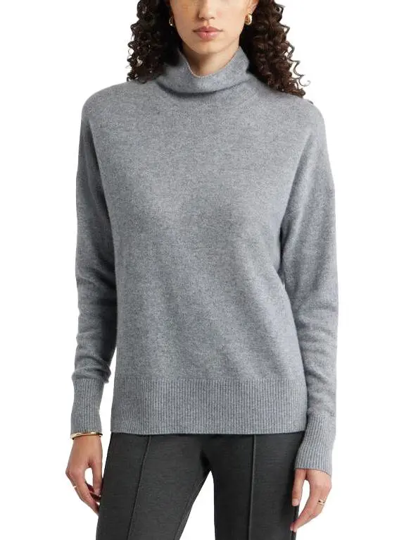 Nordstrom Oversize Cashmere Turtleneck Sweater - Grey Night