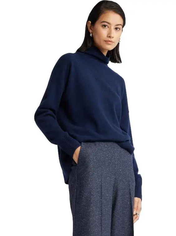 Nordstrom Oversize Cashmere Turtleneck Sweater - Navy Night