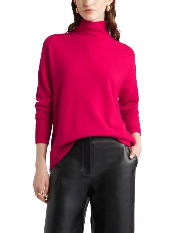 Nordstrom Oversize Cashmere Turtleneck Sweater - Red Lychee