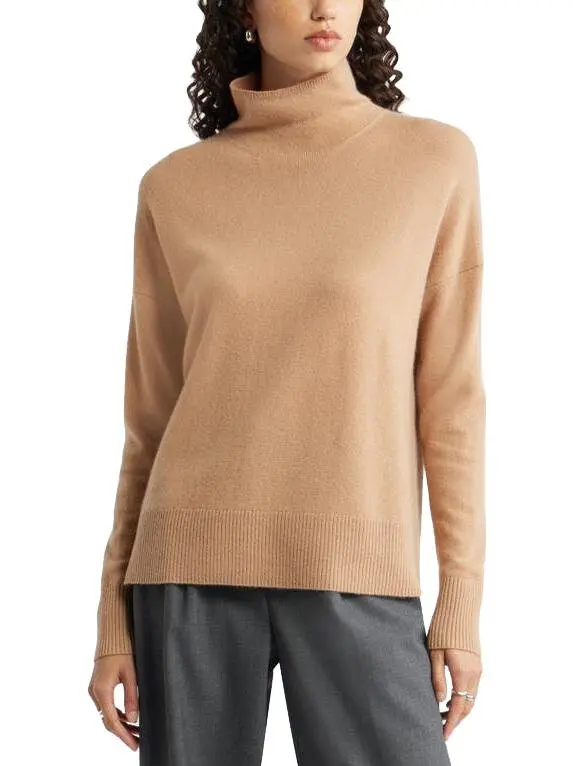 Nordstrom Oversize Cashmere Turtleneck Sweater - Tan Tannin
